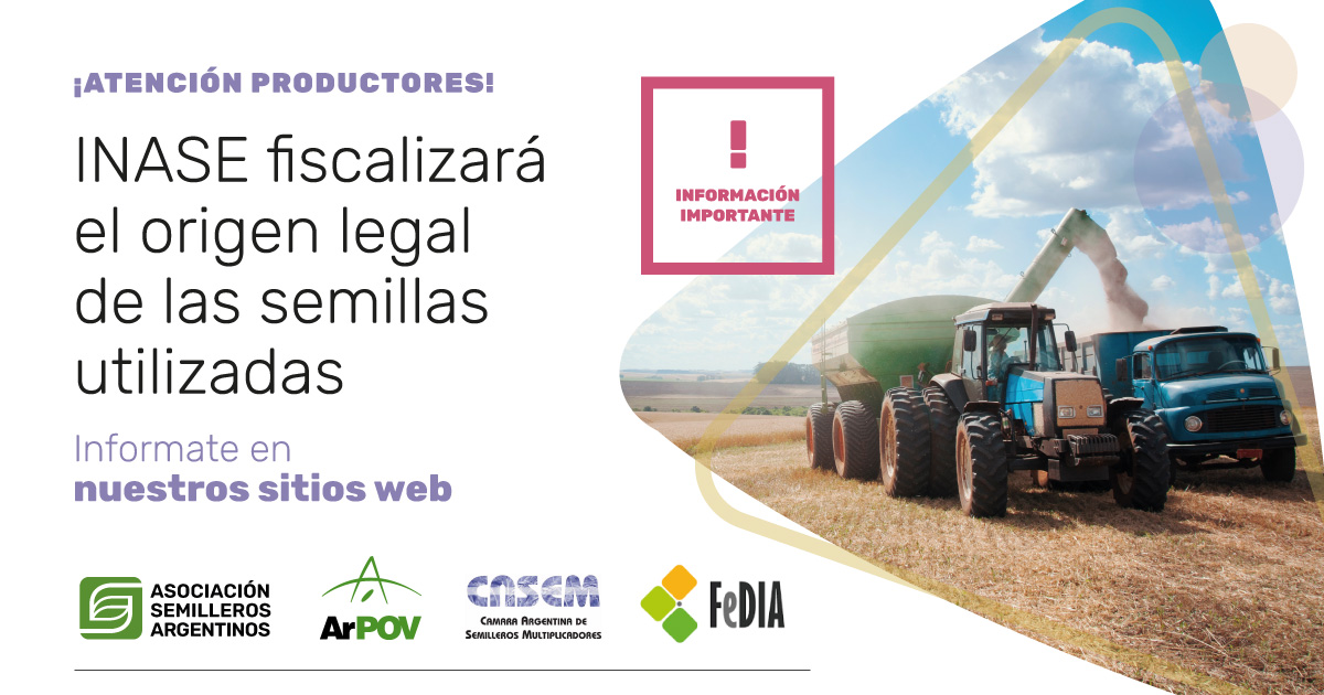 INASE fiscalizará el origen legal de las semillas utilizadas - Arpov